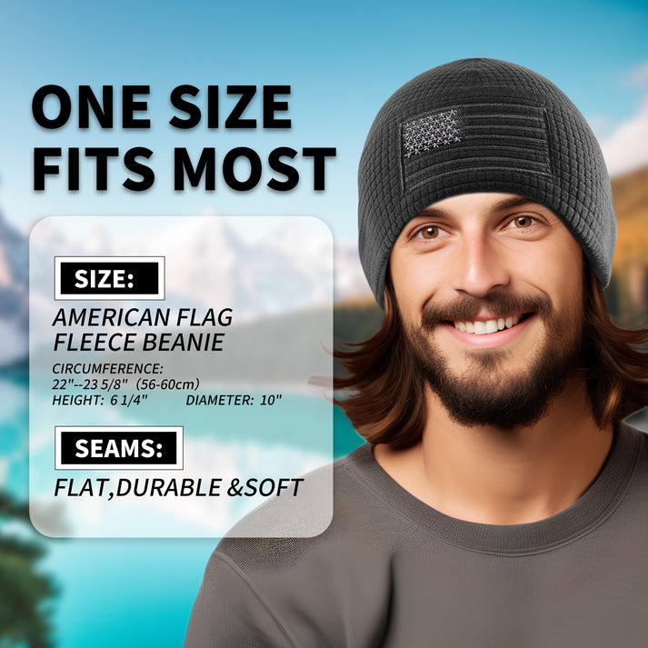 Grid American flag fleece beanie – Outdoor Shaping Official